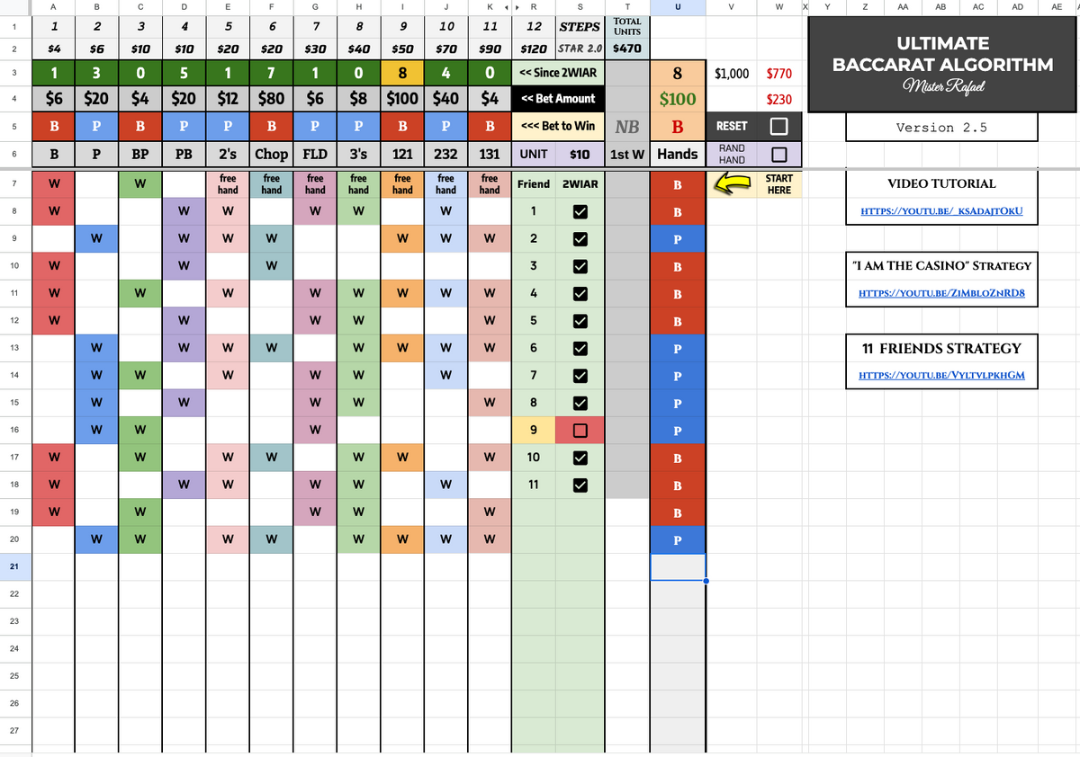 (Patch 2.5) 11-Player ULTIMATE Baccarat Algorithm Spreadsheet – Mister ...